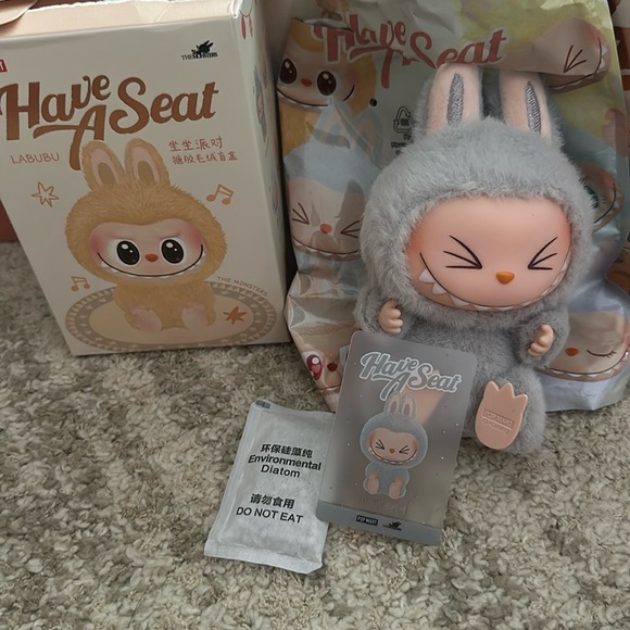 POP MART | Toys | Labubu Pop Mart Hehe Light Grey Figure Have A Seat ...